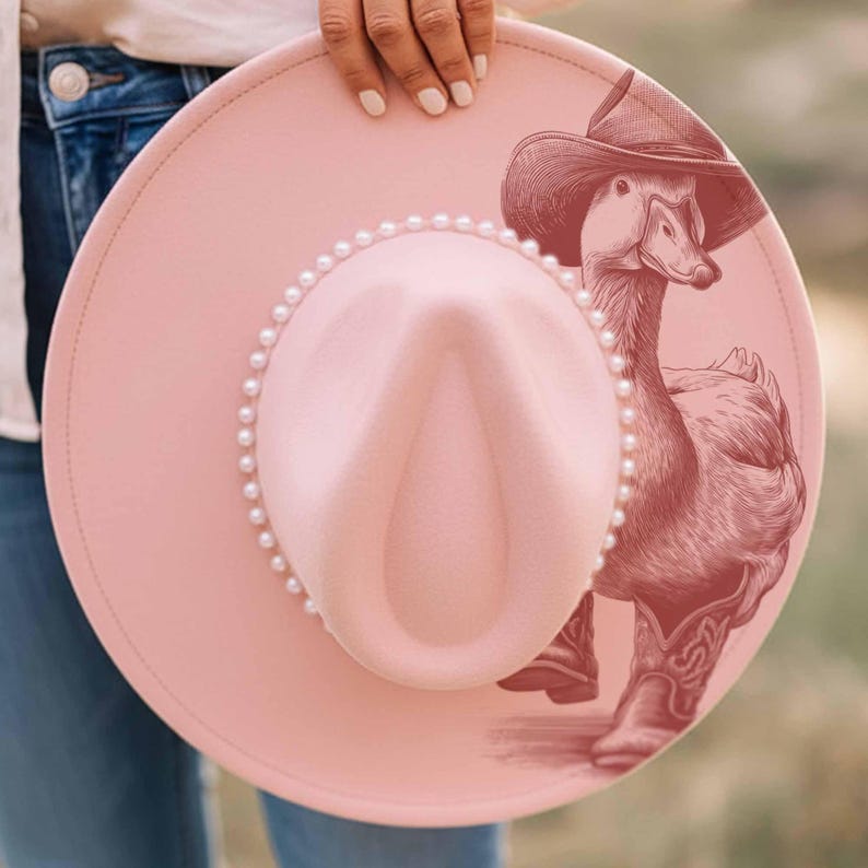 Cowboy Goose PNG for Laser Engraving, Western Duck Hat Burning Design ...