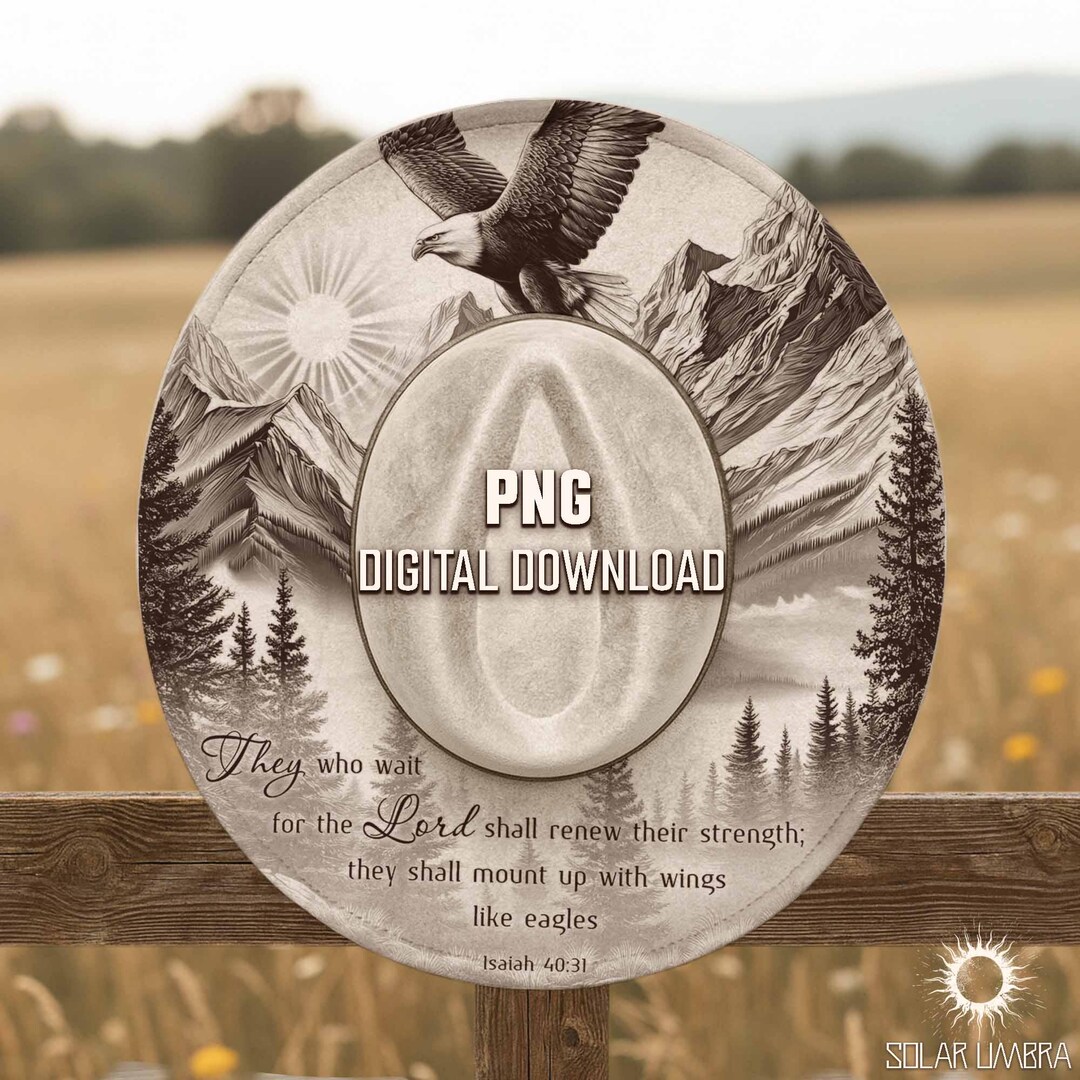 Eagle and Mountains Hat Burning Design, Bible Verse Isaiah 40 31 ...
