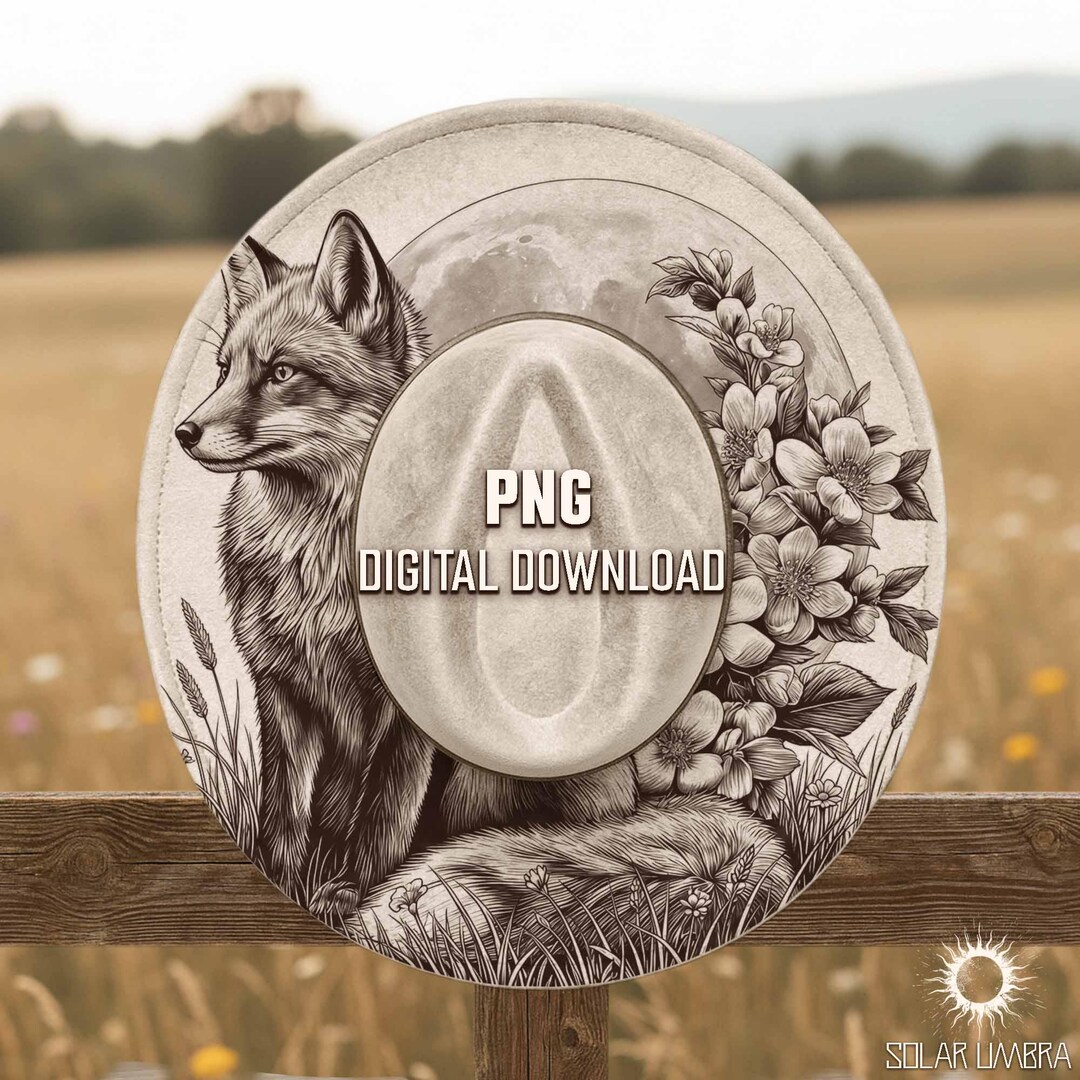 Fox Hat Burning Design, Cowboy Hat Laser Engraving Template, Moon and ...