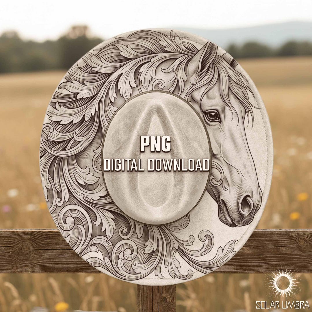 Horse Hat Burning Design, Ornamental Laser Engraving Template, Western ...