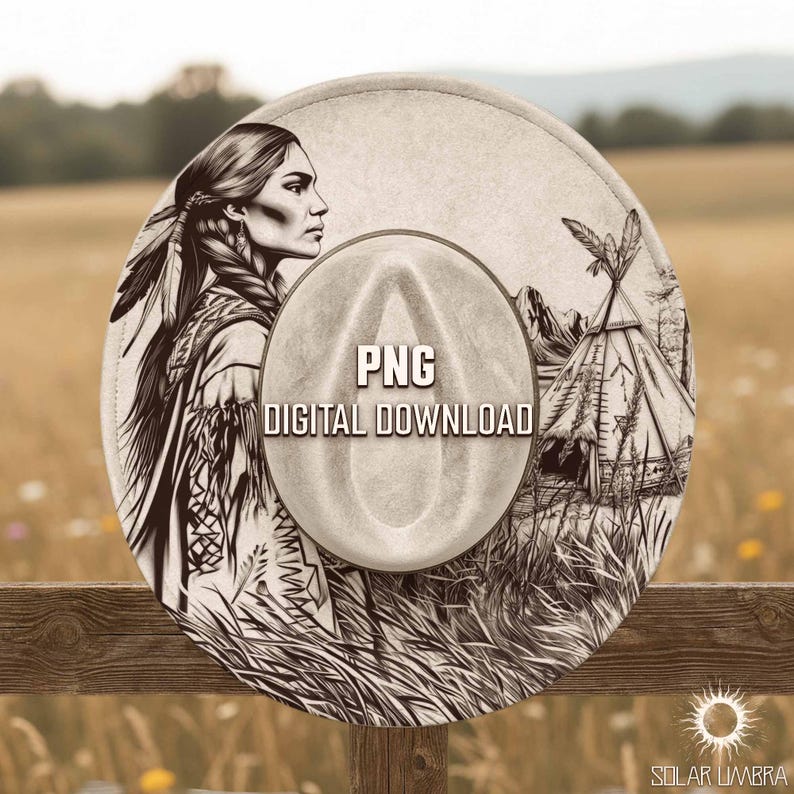 Native American PNG Hat Burning Design, Tribal Woman With Teepee and ...