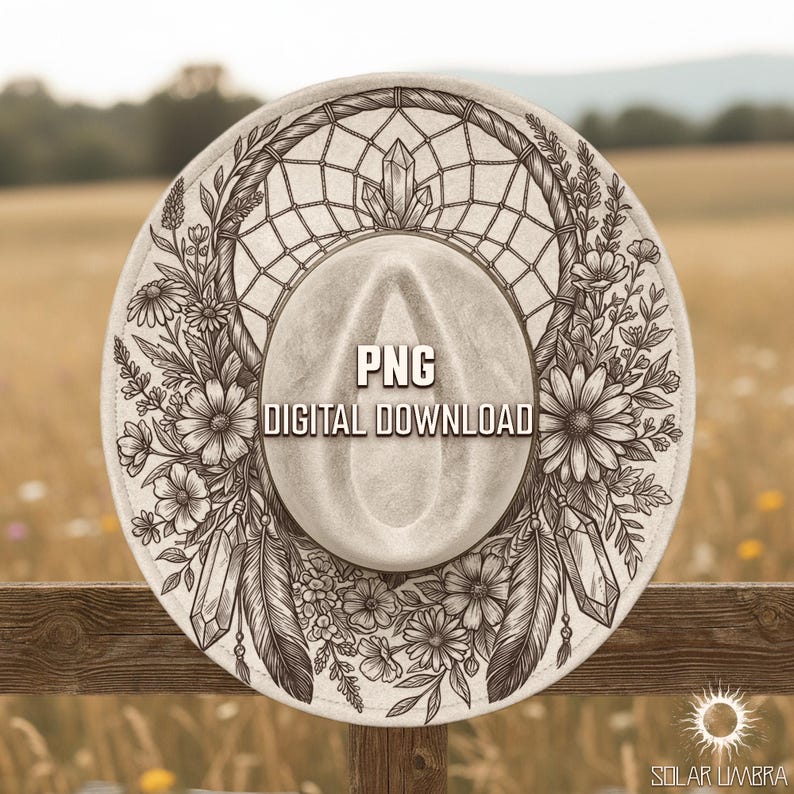 Dreamcatcher Hat Burning Design, Boho Hat Laser Engraving Template ...