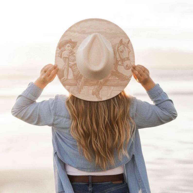 Cowgirl Horse Ranch Laser Engraving Hat Template (digital PNG File ...