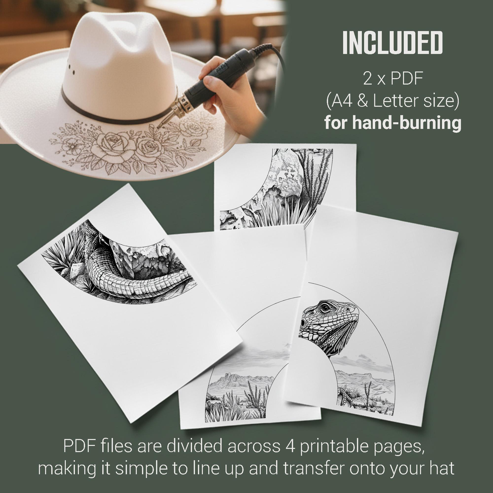 Lizard in the Desert Hat Design, Wide Brim Hat Template, Laser Burn ...