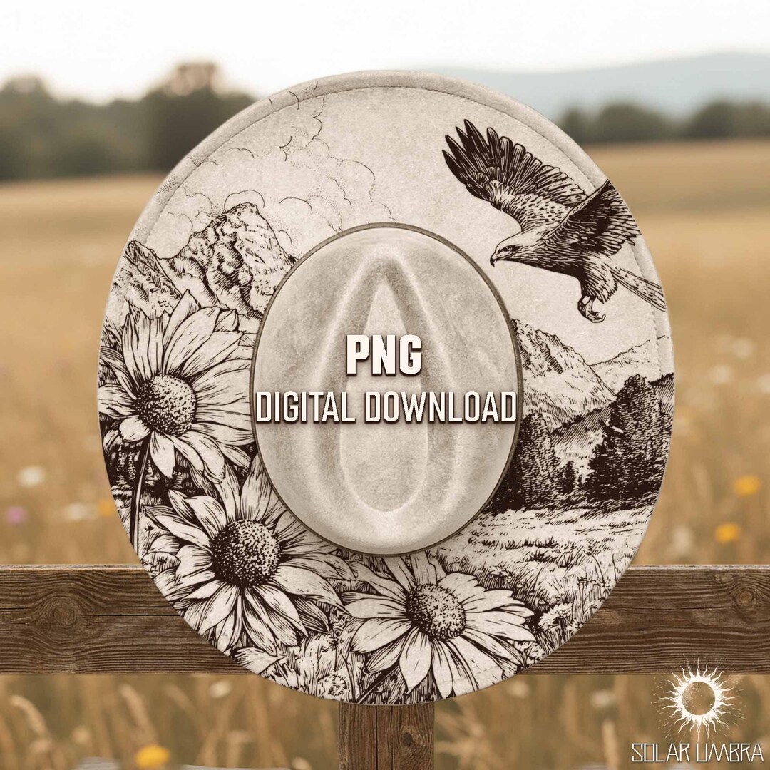Eagle and Wildflowers Hat Burning Design, Cowboy Hat Burning Template ...