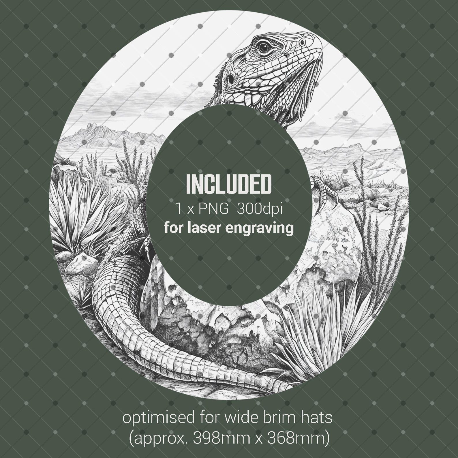 Lizard in the Desert Hat Design, Wide Brim Hat Template, Laser Burn ...