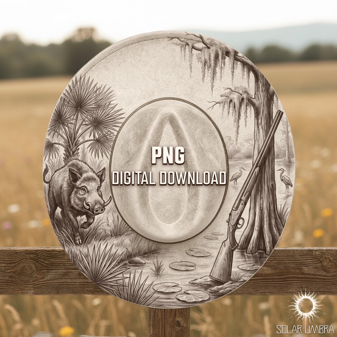 Hog Hunting Hat Burning Design, Fedora Hat Laser Engraving Template ...