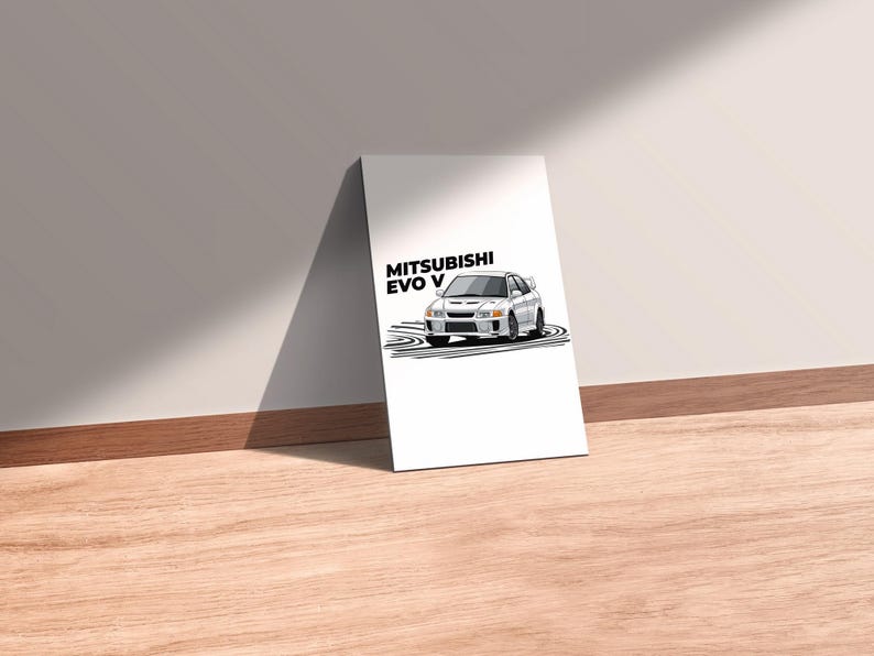 Mitsubishi Lancer Evolution V Poster JDM Retro Vintage Sports Car Lover ...