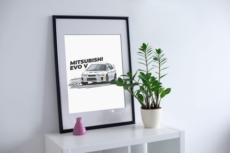 Mitsubishi Lancer Evolution V Poster JDM Retro Vintage Sports Car Lover ...