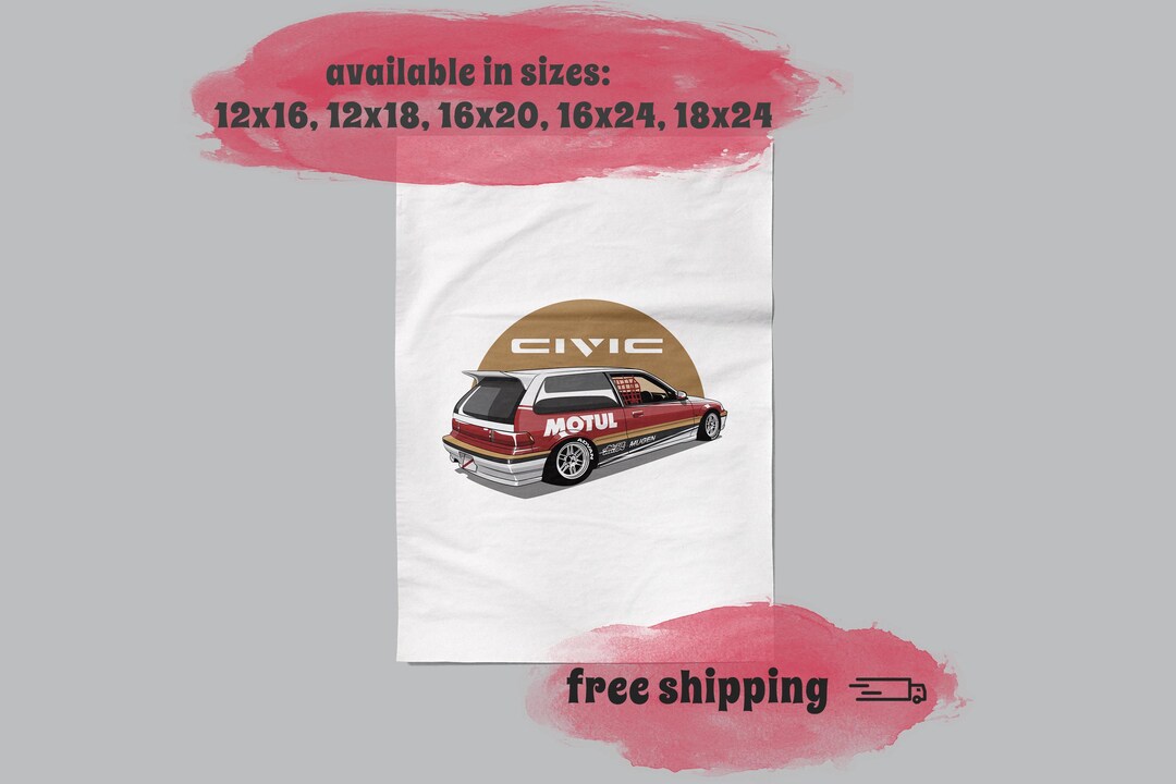 Honda Civic Poster | Large EF9 JDM Wall Art for Garage & Office | Big ...