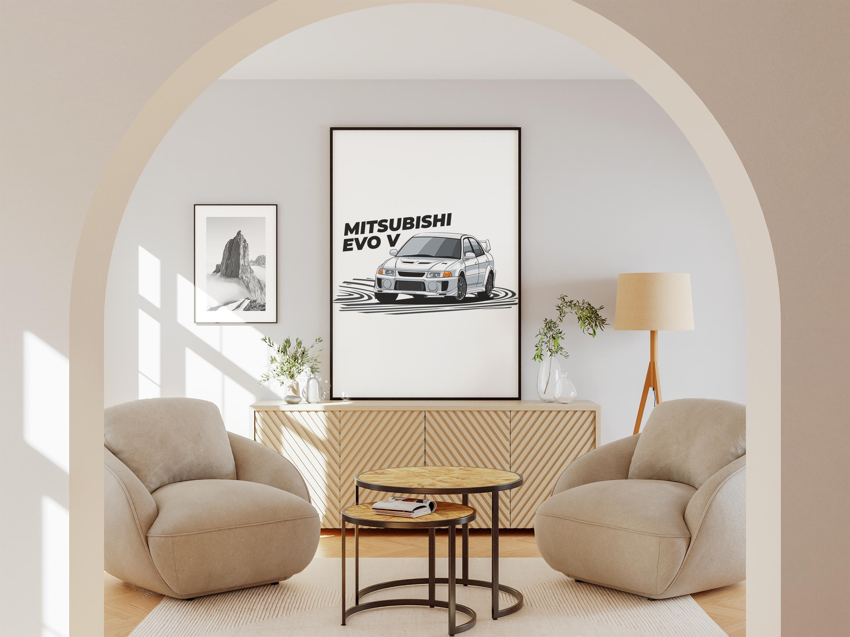 Large Mitsubishi Evo Poster Lancer Evolution V JDM Rally Car Art Big ...