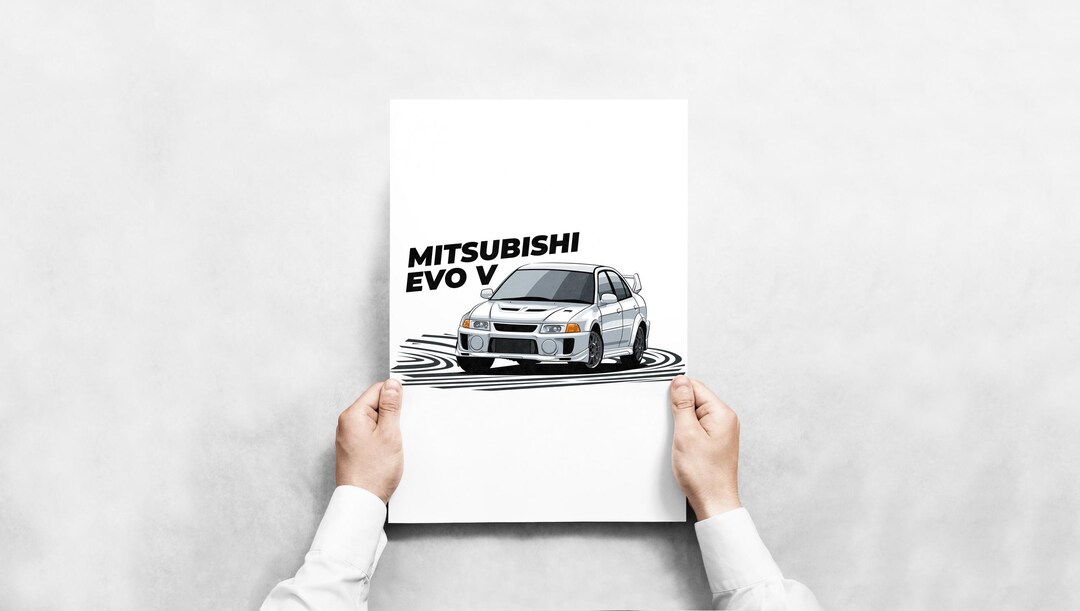 Mitsubishi Lancer Evolution V Poster JDM Retro Vintage Sports Car Lover ...