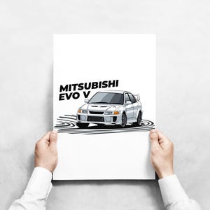 Mitsubishi Lancer Evolution V Poster JDM Retro Vintage Sports Car Lover ...