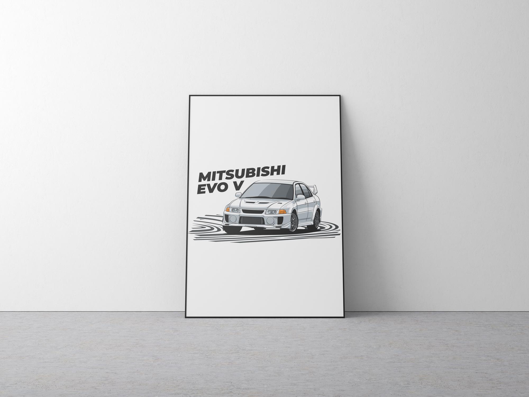 Mitsubishi Lancer Evolution V Poster JDM Retro Vintage Sports Car Lover ...