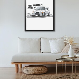 Mitsubishi Lancer Evolution V Poster JDM Retro Vintage Sports Car Lover ...