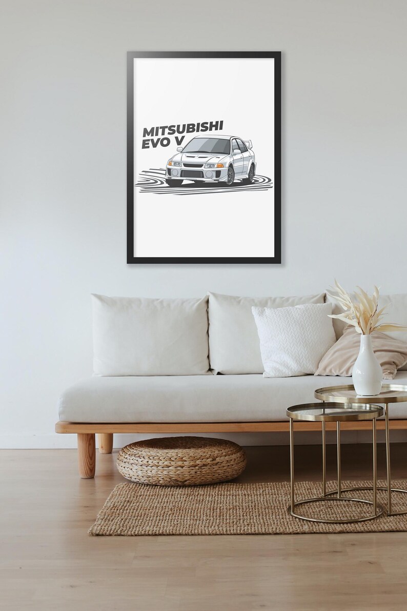 Mitsubishi Lancer Evolution V Poster JDM Retro Vintage Sports Car Lover ...