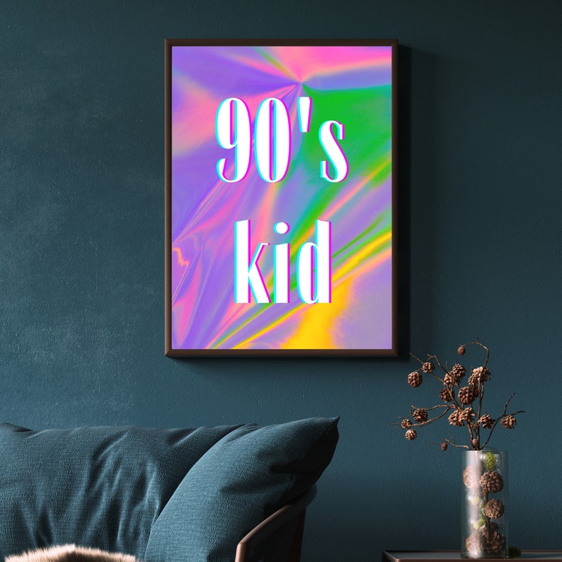 90's Kid Digital Wall Art, Printable Nineties Poster, Throwback ...