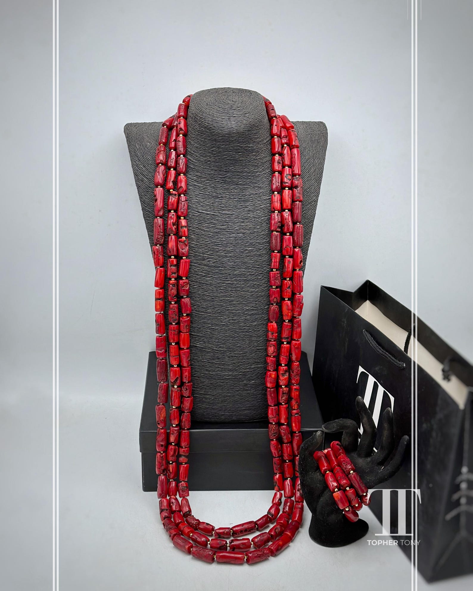 Male Traditional Beads, Red Coral Beads , African Male Beads, Nigerian ...