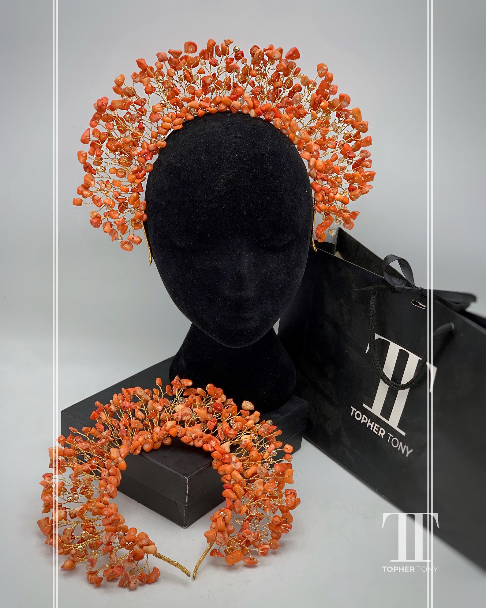 African Beaded Crown,handcrafted Beaded Hair Piece,coral Crown ...