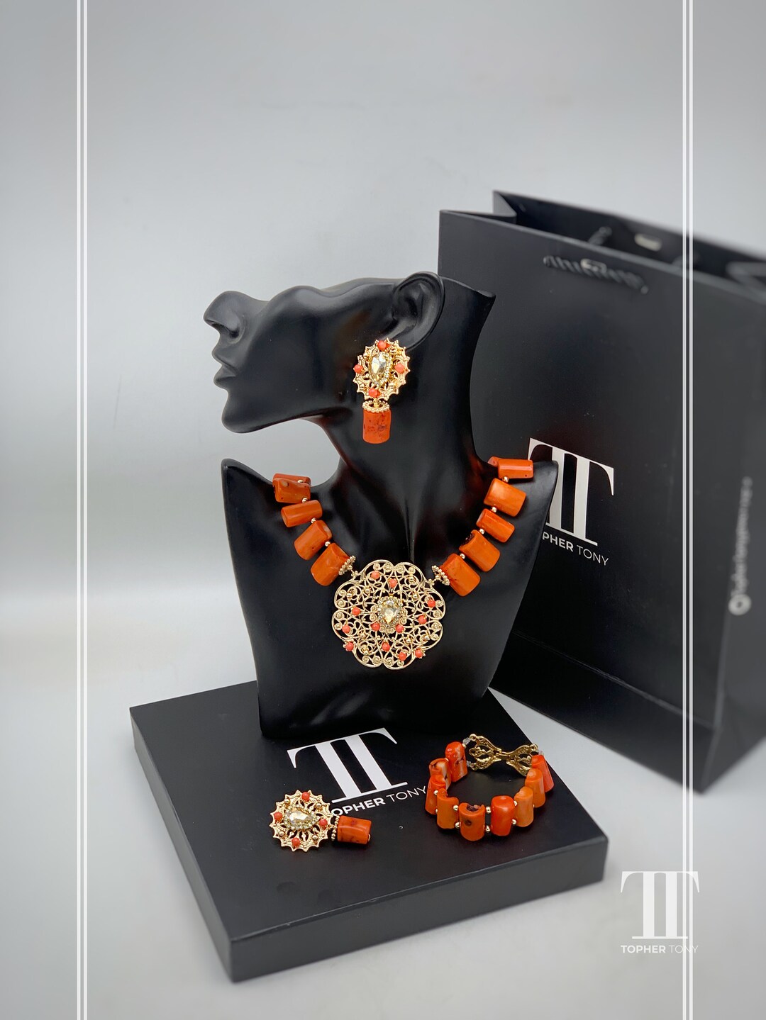 Nigeria Coral Beads Jewelry Set, Bridal Coral Bead, African Coral Beads ...