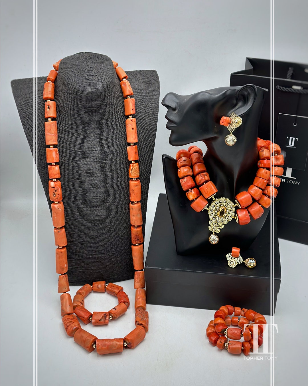 Nigerian Couple Traditional Beads, Male Beads ,beaded Jewelry, Coral ...
