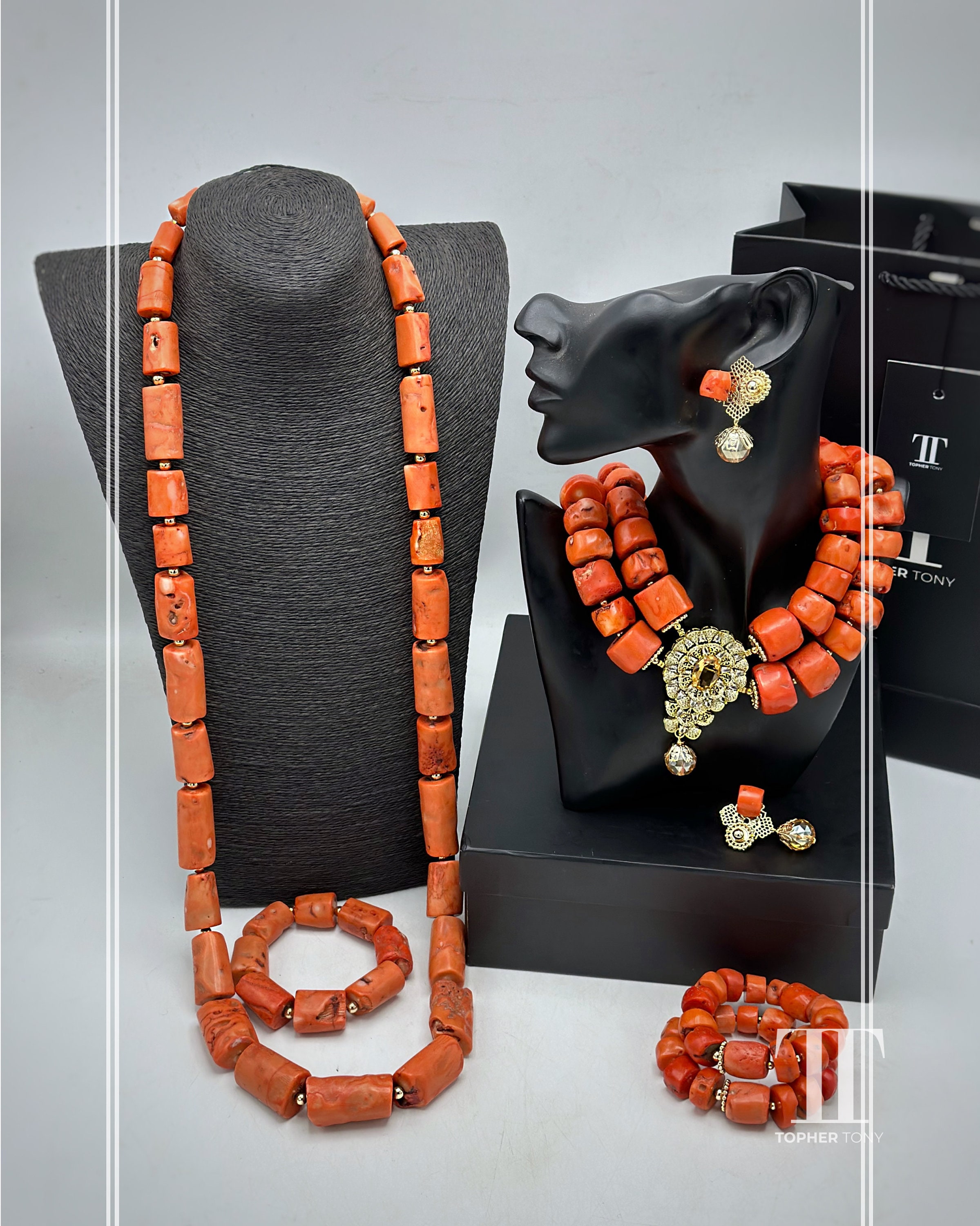 Nigerian Couple Traditional Beads, Male Beads ,beaded Jewelry, Coral ...