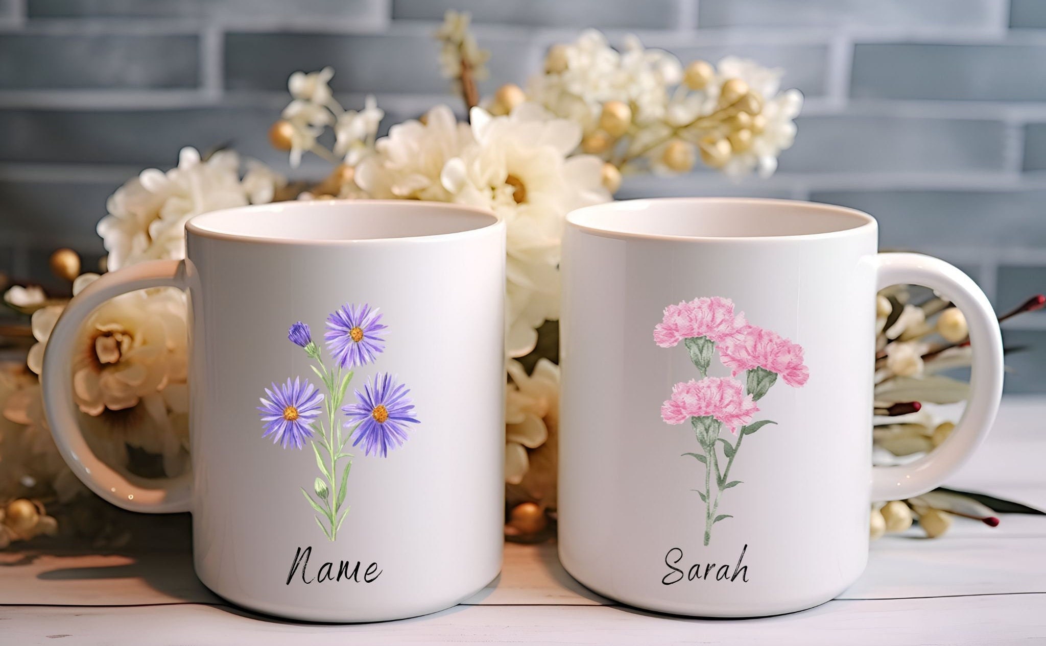 March Daffodil Custom Birth Flower Mug, Customizable Ceramic Coffee Mug ...