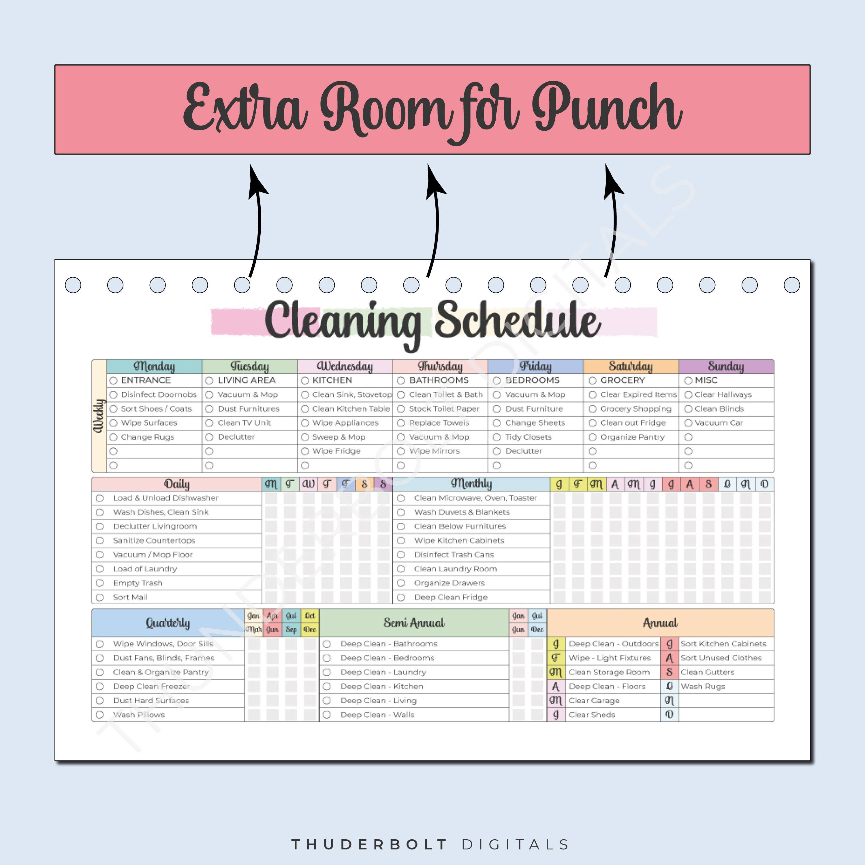 Editable Cleaning Schedule Printable Weekly, Monthly, Yearly Cleaning ...