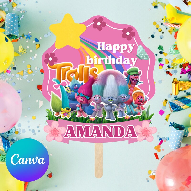 Trolls Cake Toppers - Etsy