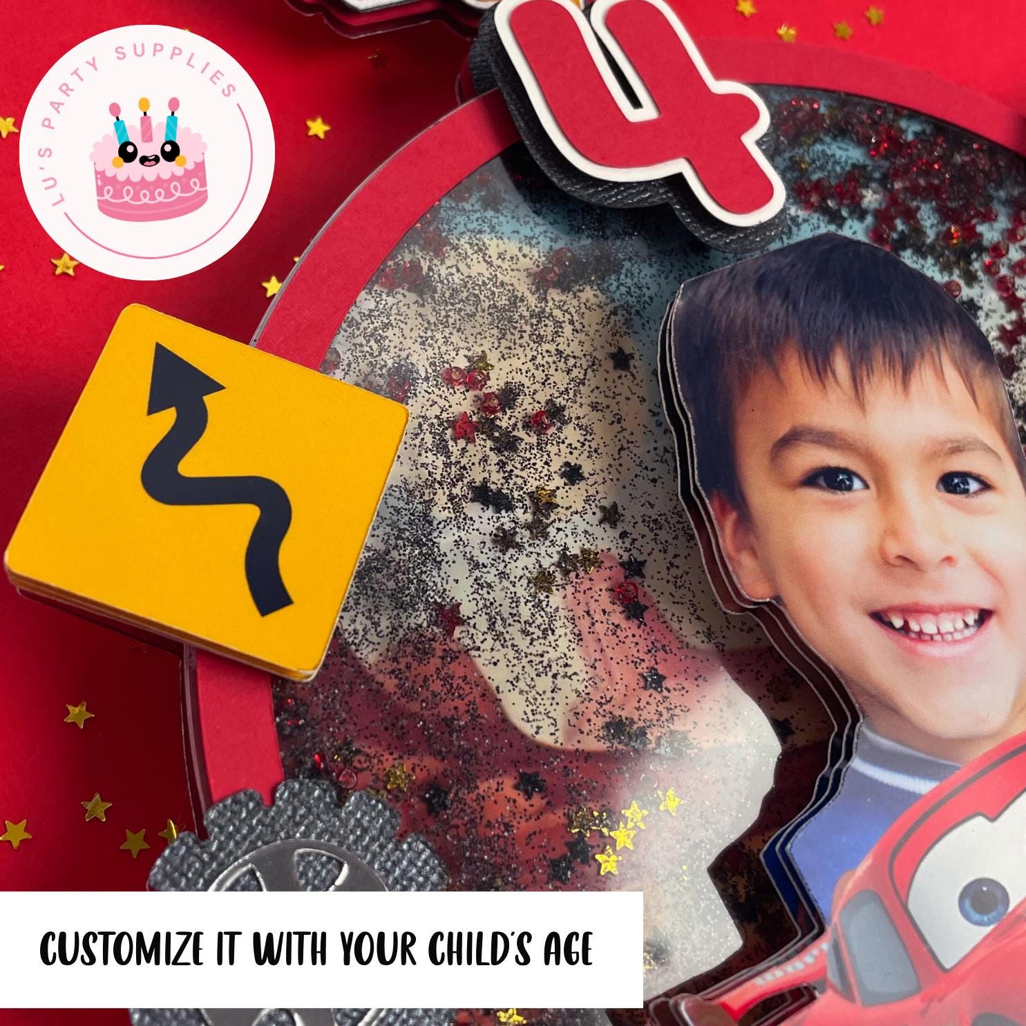 Macqueen Cake Topper - Mcqueen Theme Birthday Decoration, Two Fast Cars ...