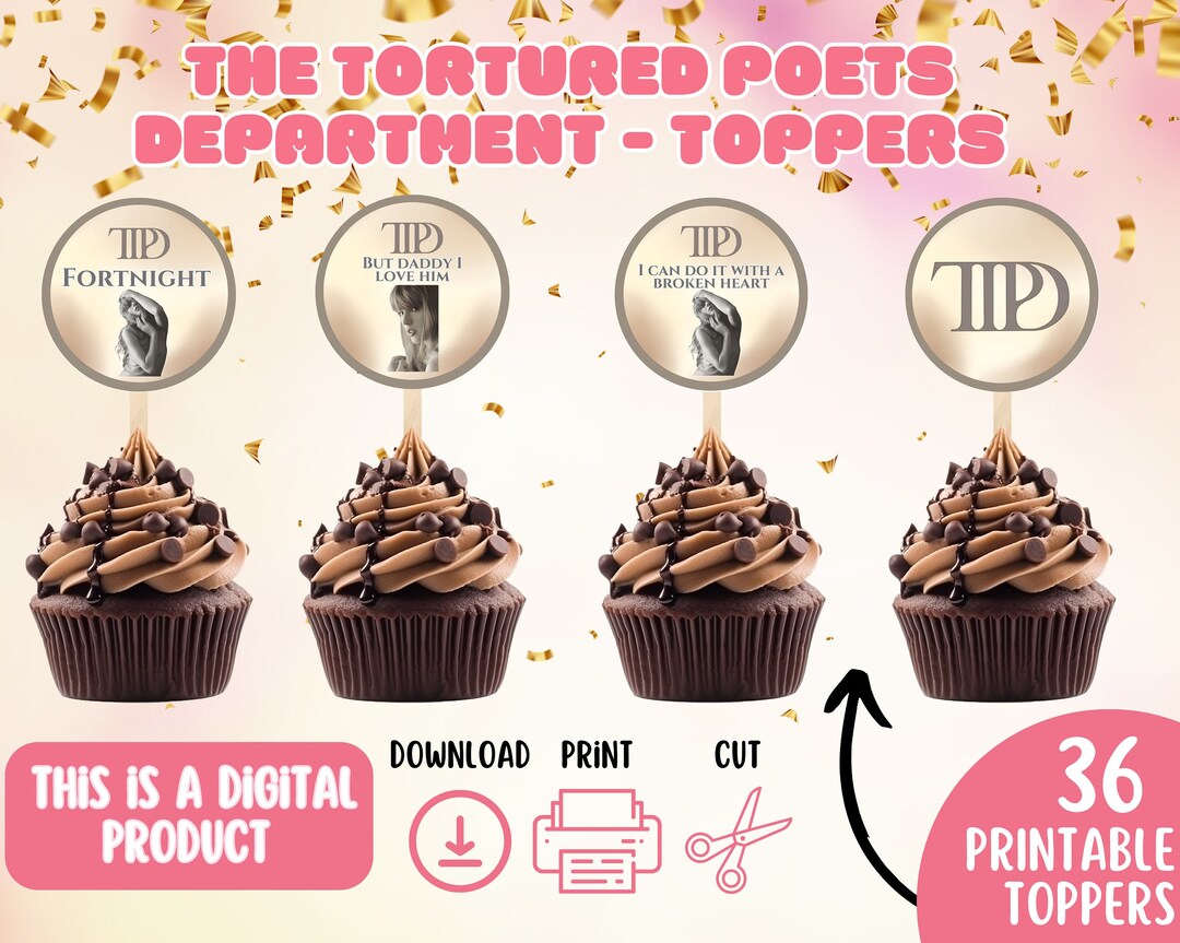 Tortured Poets Department Printable Toppers / DIY TTPD Party Decor / TS ...