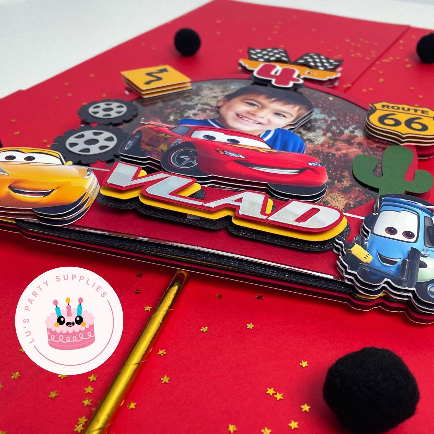 Macqueen Cake Topper - Mcqueen Theme Birthday Decoration, Two Fast Cars ...
