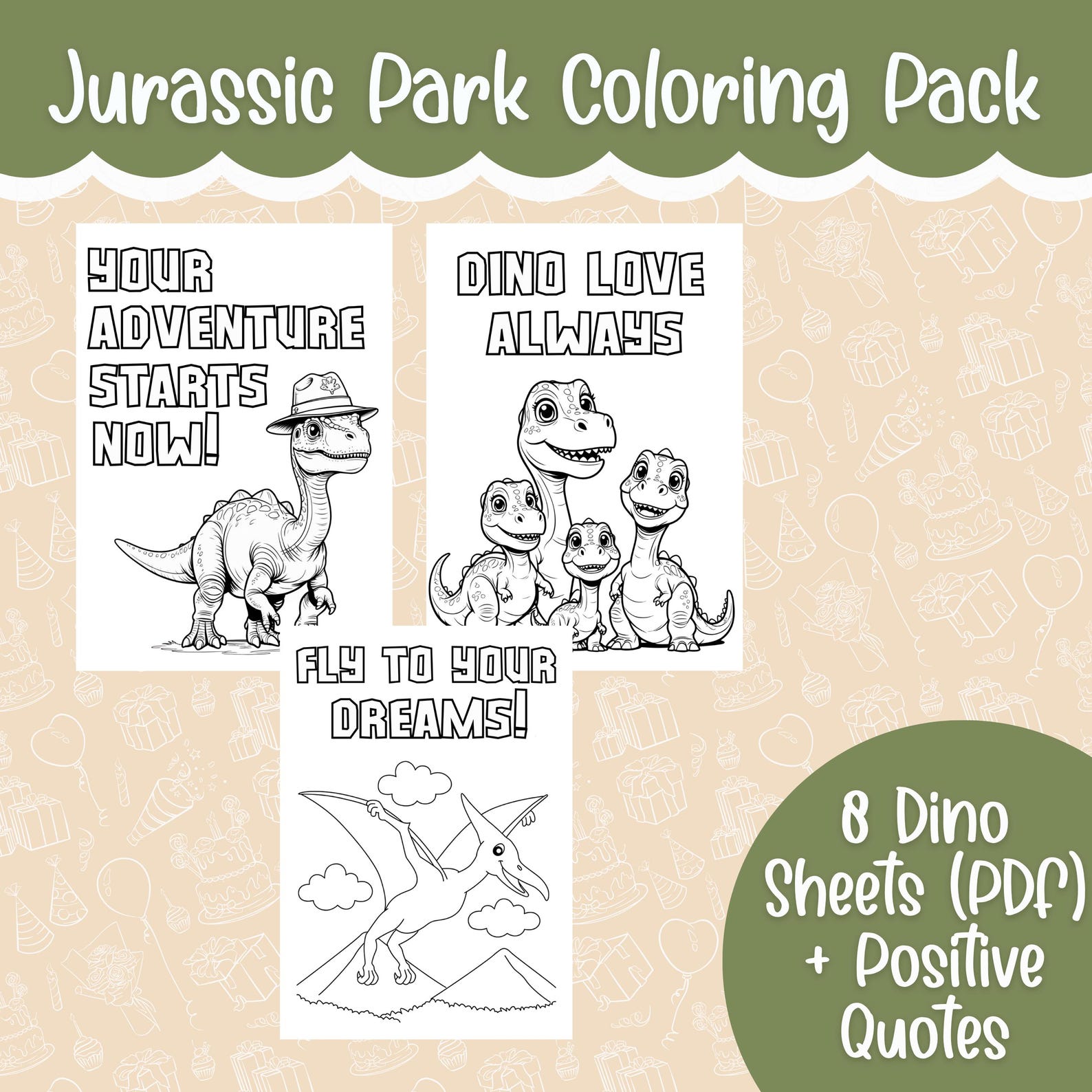 Jurassic Park Mini Coloring Book, Jurassic Park Favors, Jurassic Park ...