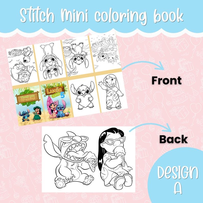 Stitch Mini Coloring Book, Stitch Party Favors, Stitch Party Souvenirs ...
