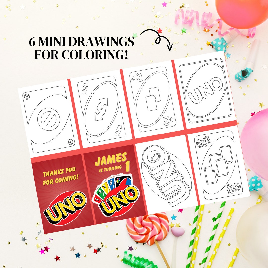 UNOO Mini Coloring Book, Unoo Party Games, Unoo Birthday Gift, Uno Mini ...