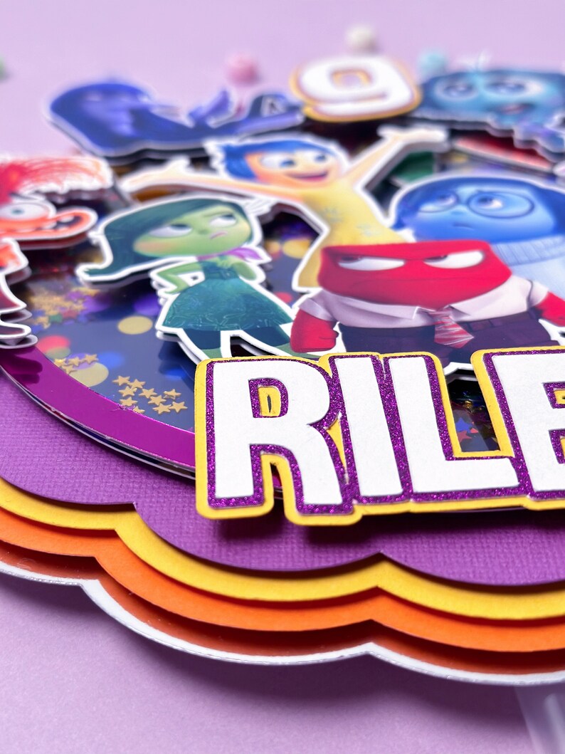 Inside Out Cake Topper Shaker, Kids Emotion Theme, Inside Favors ...