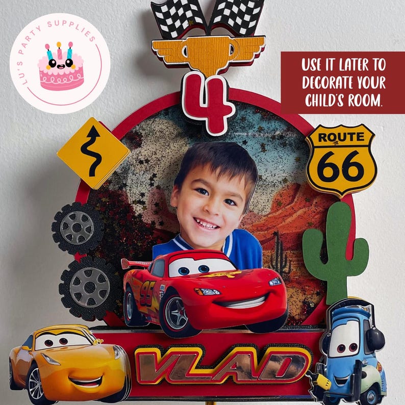 Macqueen Cake Topper - Mcqueen Theme Birthday Decoration, Two Fast Cars ...