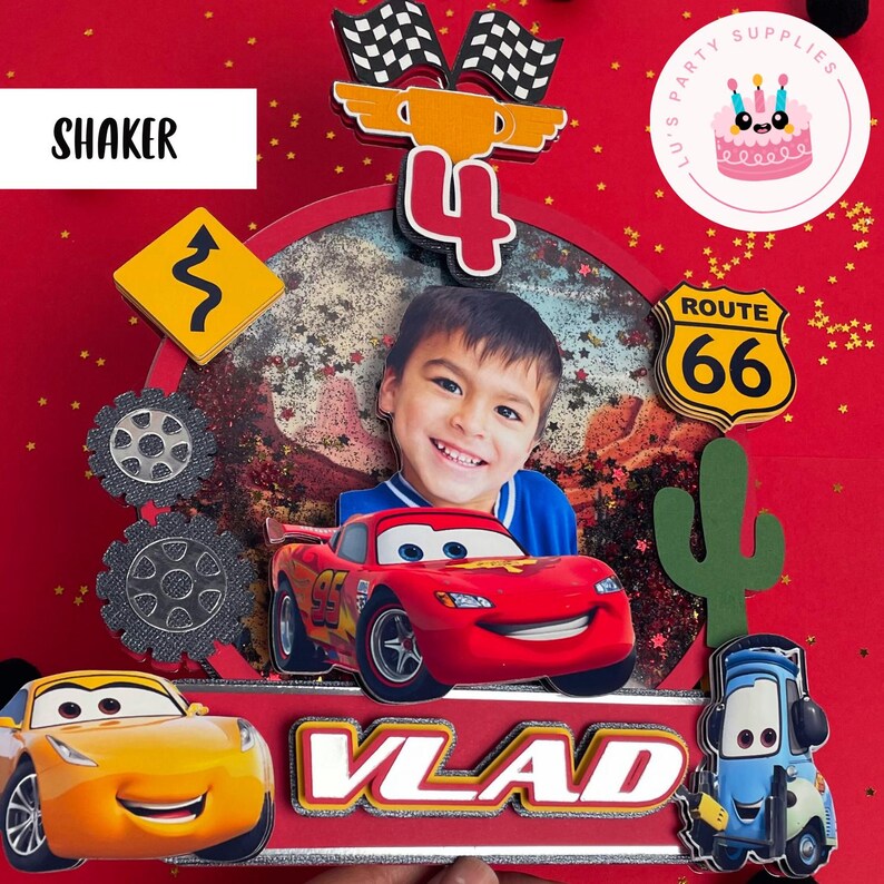 Macqueen Cake Topper - Mcqueen Theme Birthday Decoration, Two Fast Cars ...
