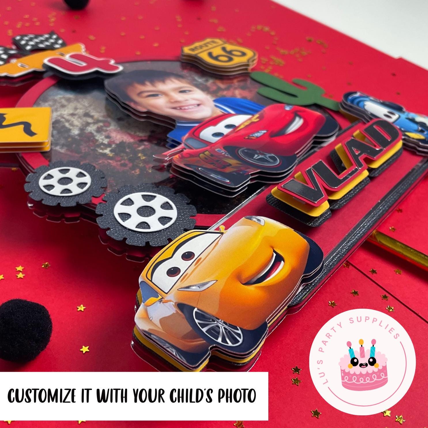 Macqueen Cake Topper - Mcqueen Theme Birthday Decoration, Two Fast Cars ...