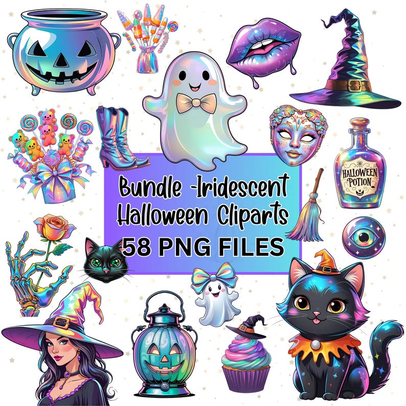 Iridescent Halloween Clipart, Iridescent Ghost, Trending Halloween ...