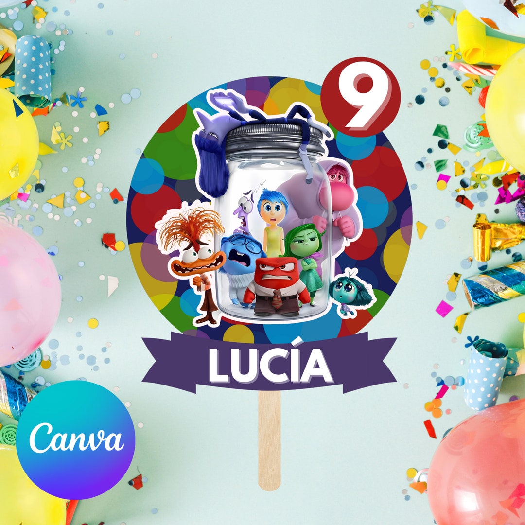 Topper Inside Out Editable in Canva, Kids Emotions Cake Topper, Inside ...