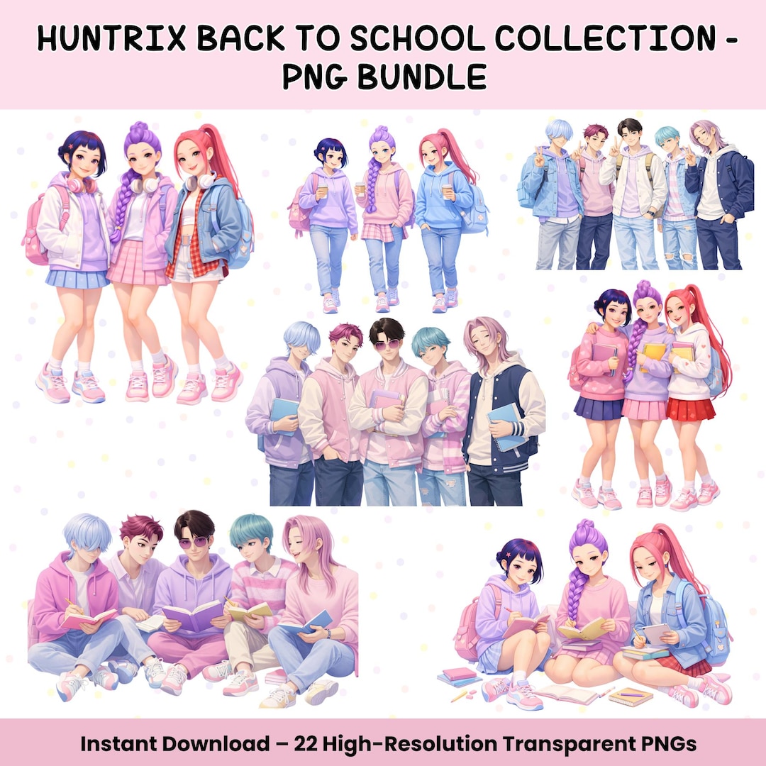 Huntrix Back to School Cliparts, K-pop Hunters Demons Back to School ...
