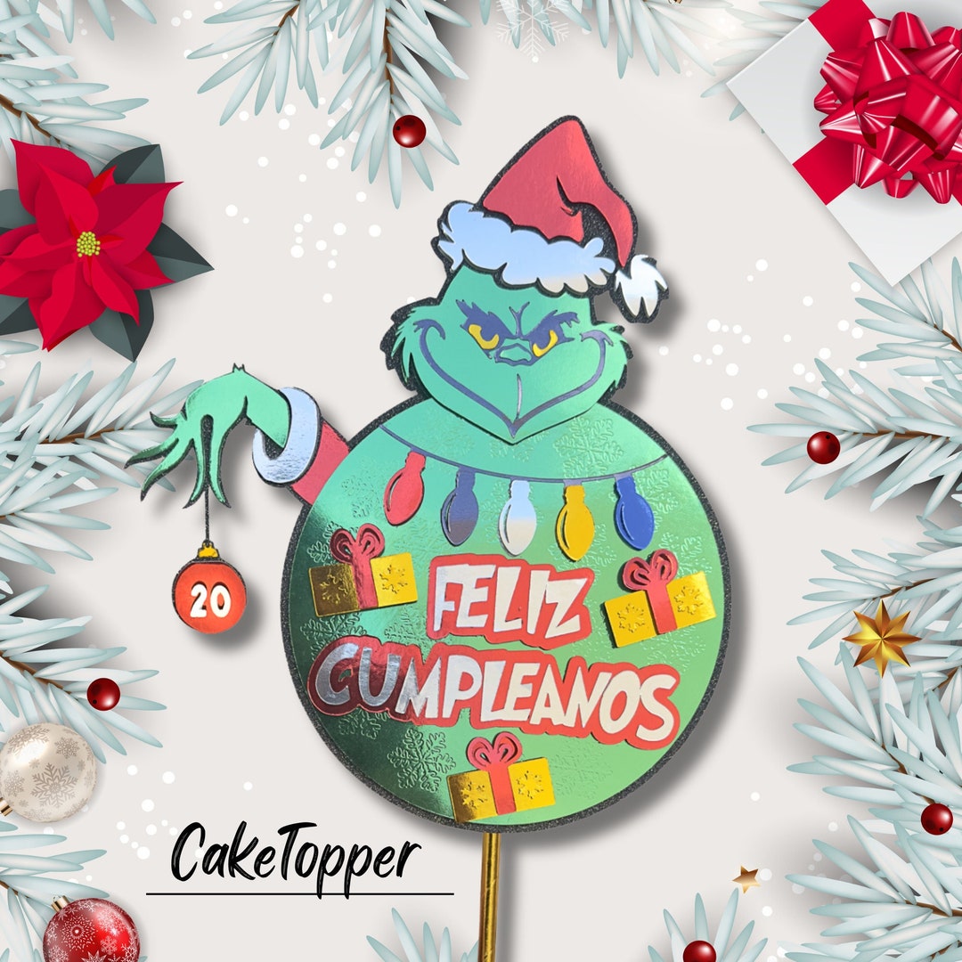 Grinch Cake Topper Grinch Cake Decoration - Etsy