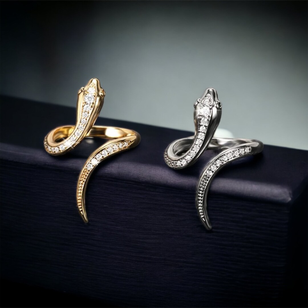 Classy Gold/silver Serpent Snake Ring Wrap Around Snake Ring Unique ...