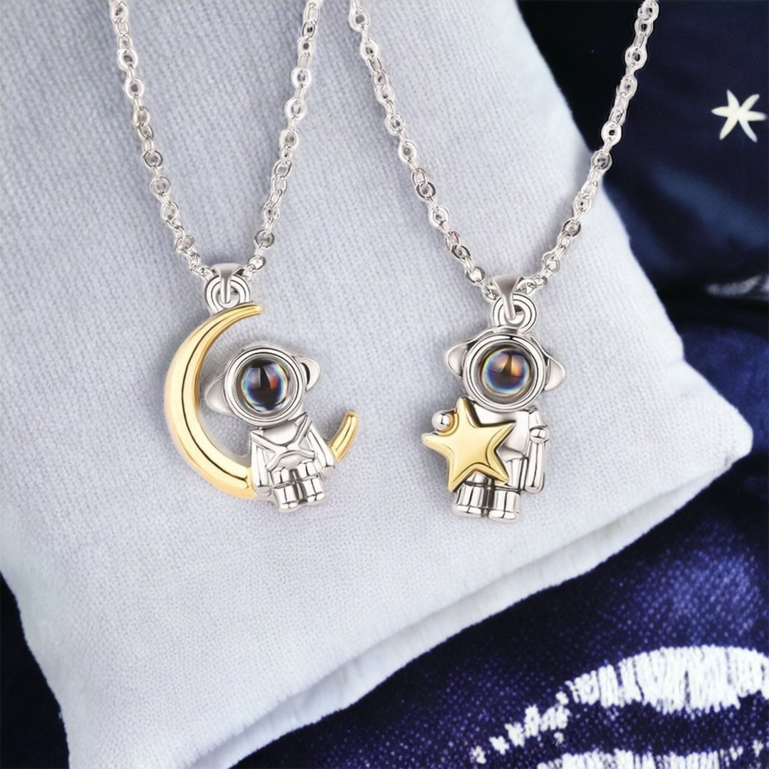 Cute Couples Astronaut Necklaces With Hidden Message - Etsy