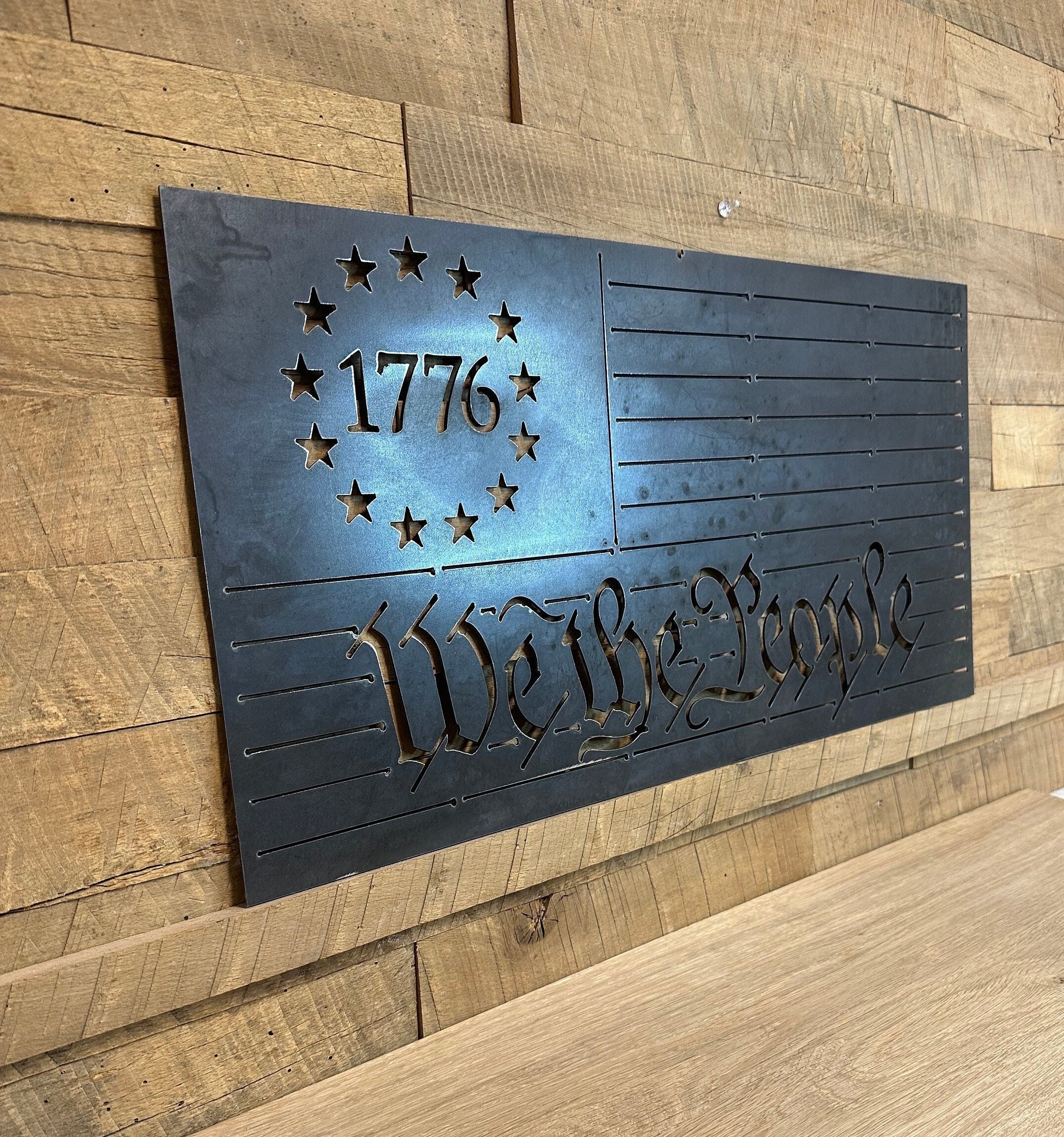 Metal American Flag Sign, Metal We the People Sign, Metal Patriotic ...