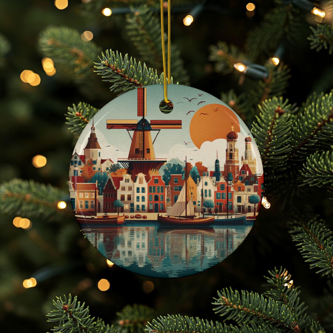 Dutch Ornament, Dutch Windmill Scene, Holland Décor, Double Sided Décor ...