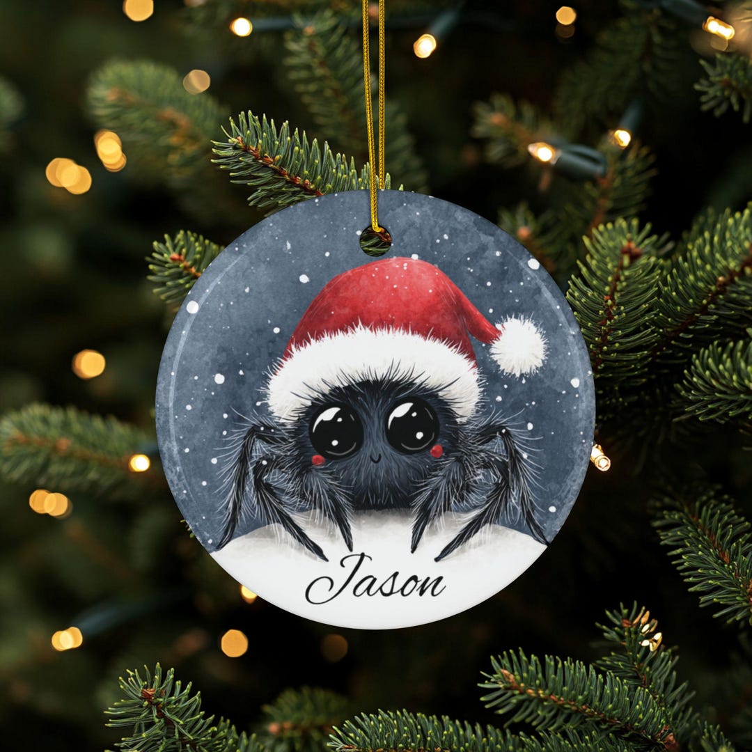 Personalized Spider Ornament, Santa's Helper, Gothic Christmas Ornament ...