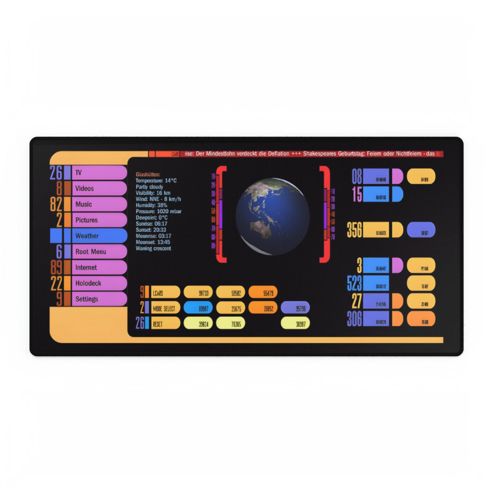 LCARS Desk Mat, LCARS, Control Console Display, Cool Mouse Pad, Gamer ...
