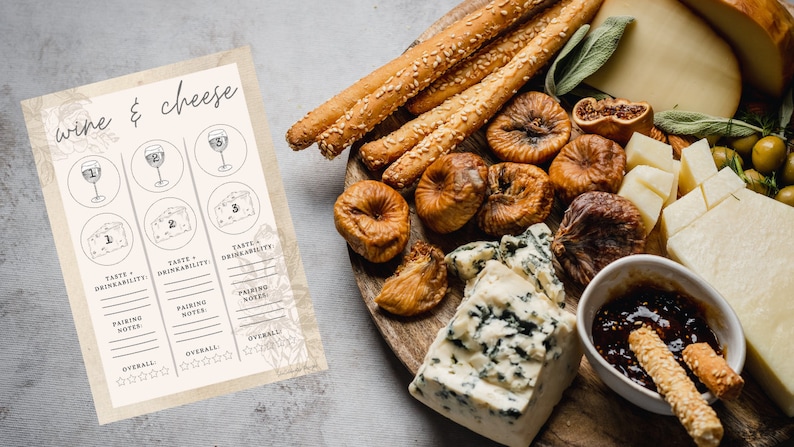 Wine & Cheese Tasting Card - Digital Download - Etsy